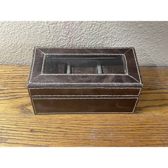Fossil | Other | Fossil Genuine Leather Jewelry Watch Box Organizer ...